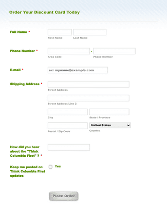 Discount Card Order Form Template | Jotform