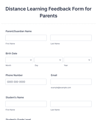 Distance Learning Feedback Form for Parents Form Template | Jotform