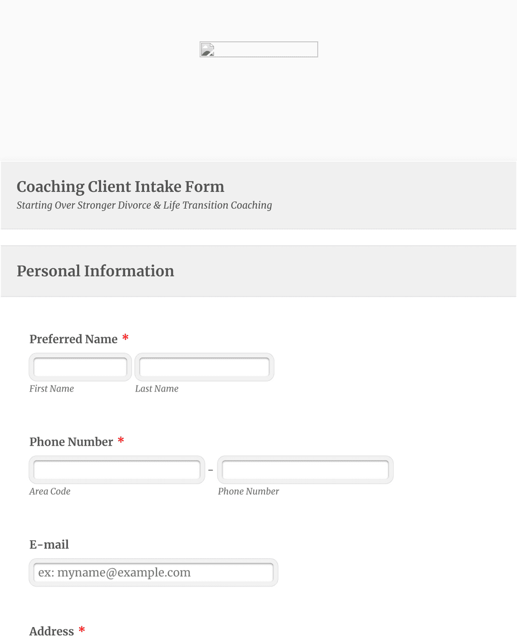 Divorce Coaching Client Intake Form Template | Jotform