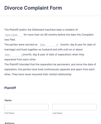 Divorce Complaint Form Template | Jotform