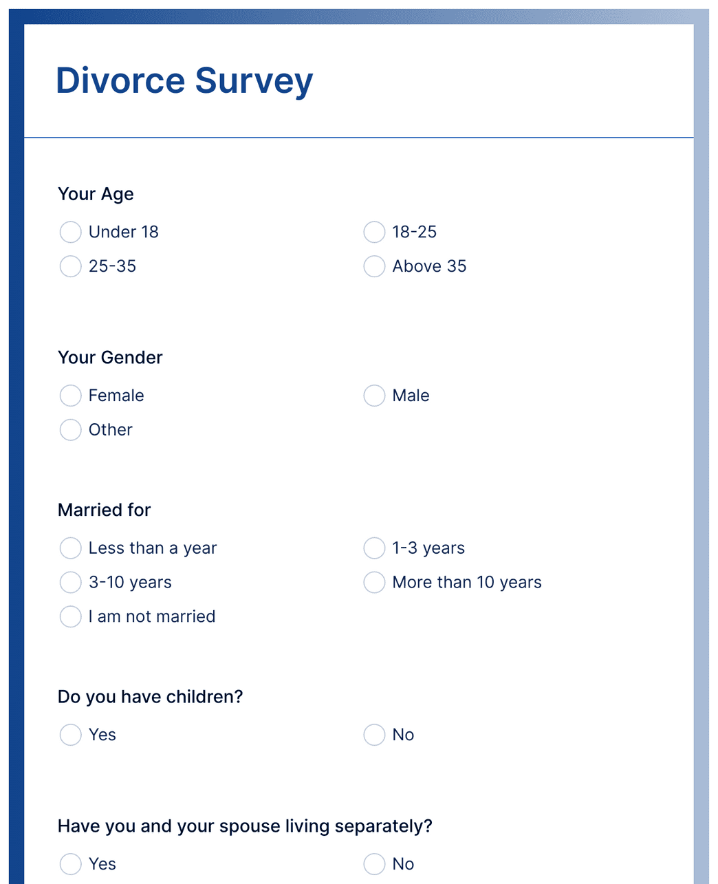 Divorce Survey Form Template | Jotform