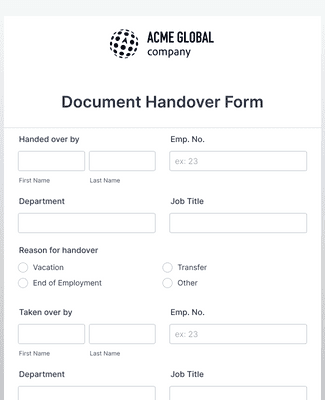 Document Handover Form Template | Jotform