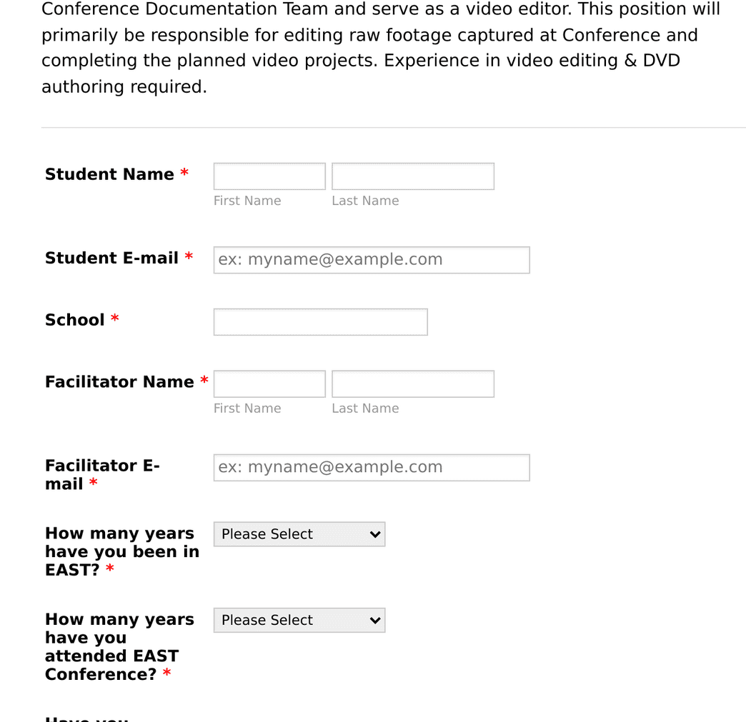 Documentation Team - Video Editor Application Form Template | Jotform
