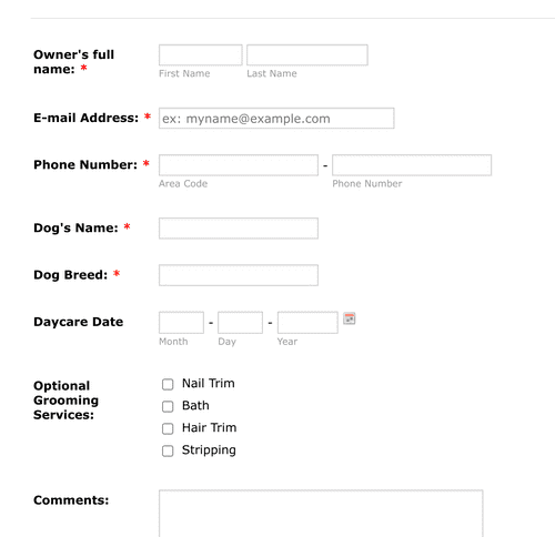 Dog Daycare Reservation Form Template | Jotform