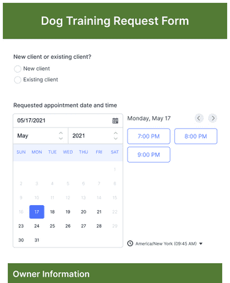 Dog Training Request Form Template | JotForm