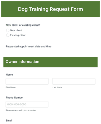 Dog Training Request Form Template | Jotform