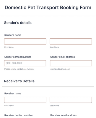 Domestic Pet Transport Booking Form Template | Jotform