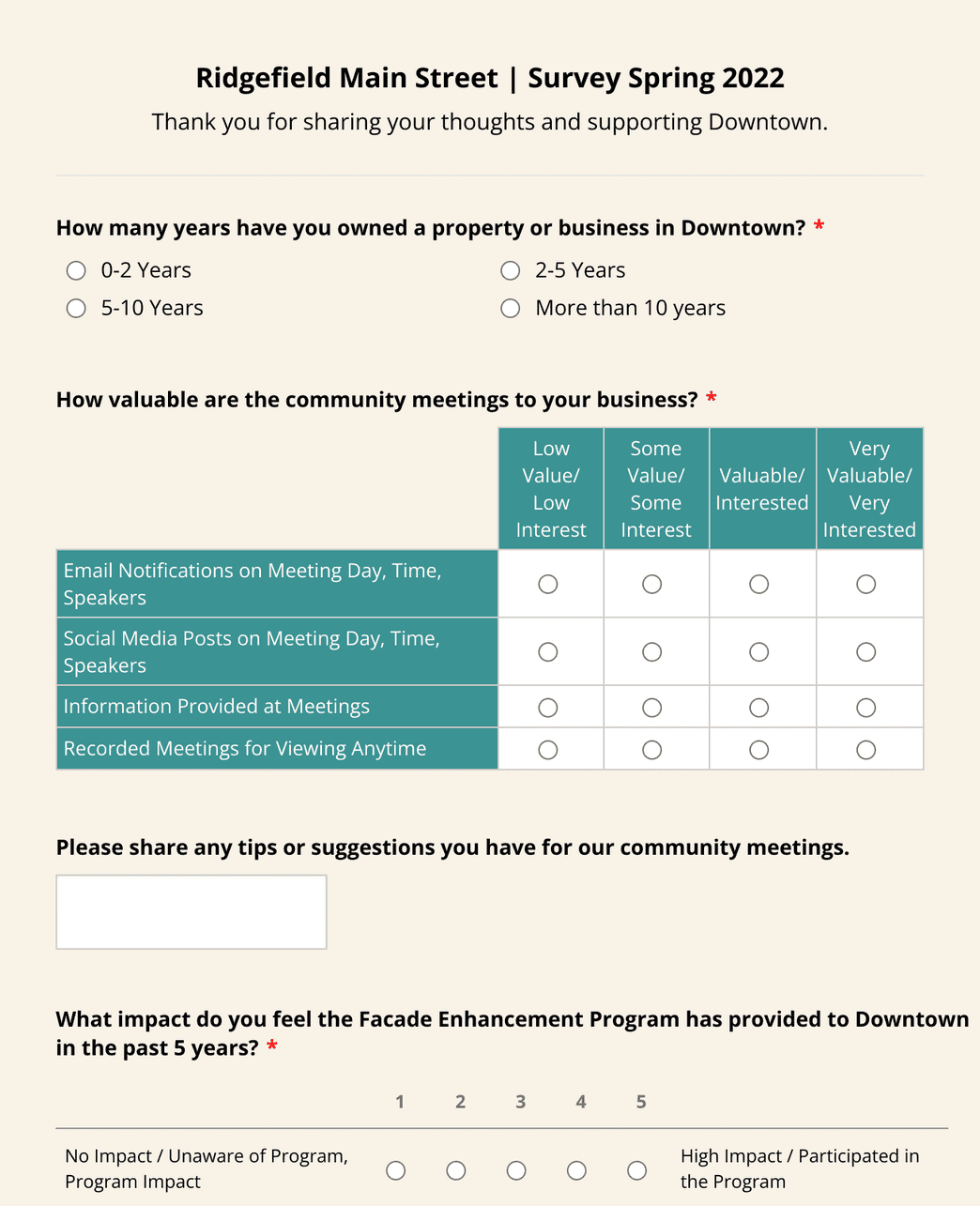 Downtown Business Enhance Survey Form Template | Jotform