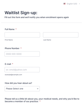 DPC Waitlist Sign-up Form Template | Jotform