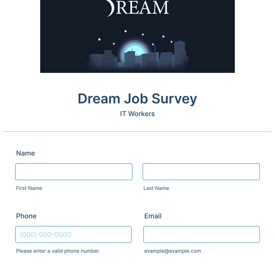 Dream Job Survey Form Template | Jotform