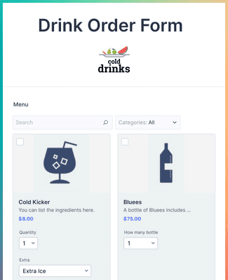 Drink Order Form Template | Jotform