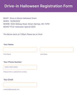 Drive-in Halloween Registration Form Template | Jotform