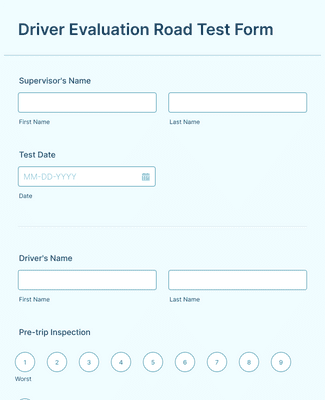 Driver Evaluation Road Test Form Template | Jotform