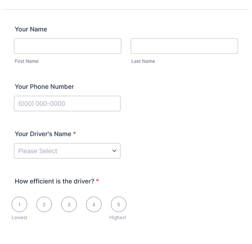 Driver Feedback Form Template | Jotform