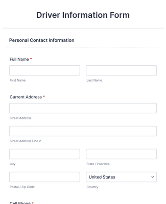 Driver Information Form Template | Jotform
