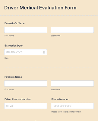 Driver Medical Evaluation Form Template | Jotform