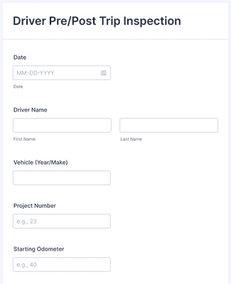 Driver PrePost Trip Inspection Form Template | Jotform