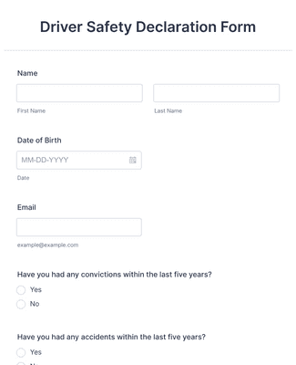 Driver Safety Declaration Form Template | JotForm