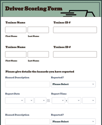 Driver Scoring Form Template | Jotform