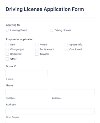 Driving License Application Form Template | Jotform