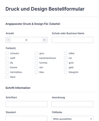 Druck und Design Bestellformular Formularvorlage | Jotform