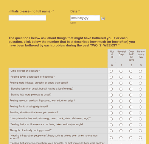 DSM-5 Level 1 Cross-Cutting Symptom Measure Assessment Form Template | Jotform
