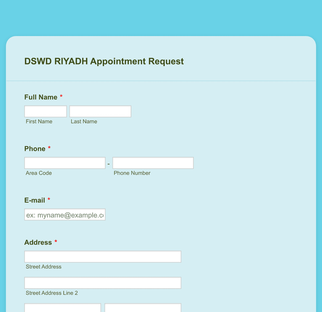 DSWD Appointment Request Form Template | Jotform