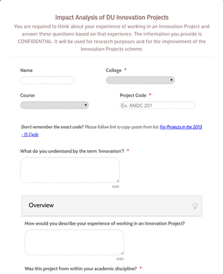 DU Innovation Projects - Students' Survey Form Template | Jotform