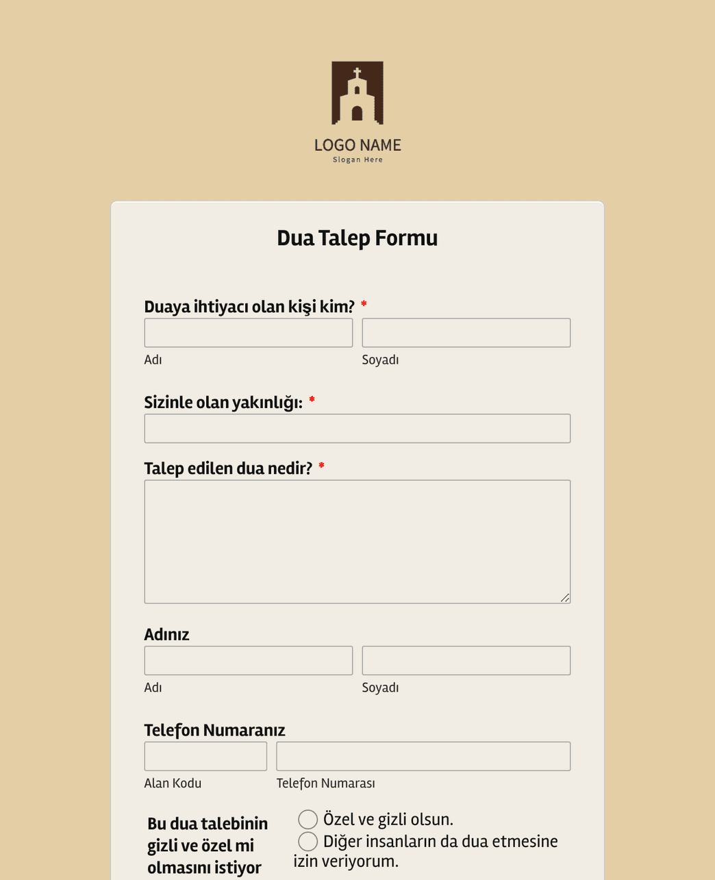 Dua Talep Formu - 2 Form Şablonu | Jotform