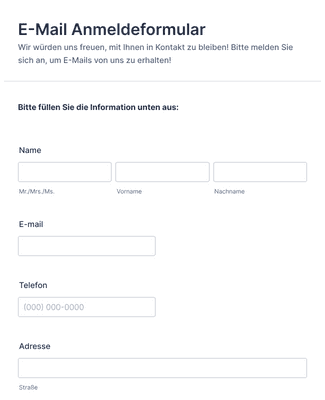 E-Mail Anmeldeformular Formularvorlage | Jotform
