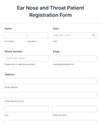 Ear Nose and Throat Patient Registration Form Template | Jotform