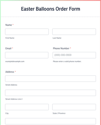 Easter Balloons Order Form Template | Jotform