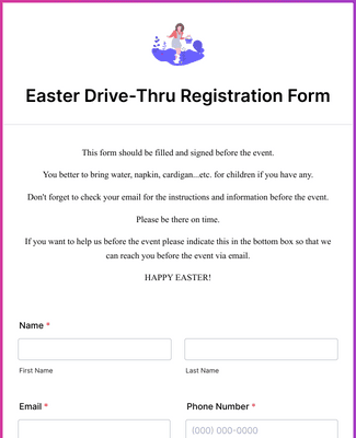 Easter Drive Thru Registration Form Template | Jotform