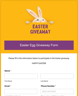 Easter Giveaway Form Template | Jotform