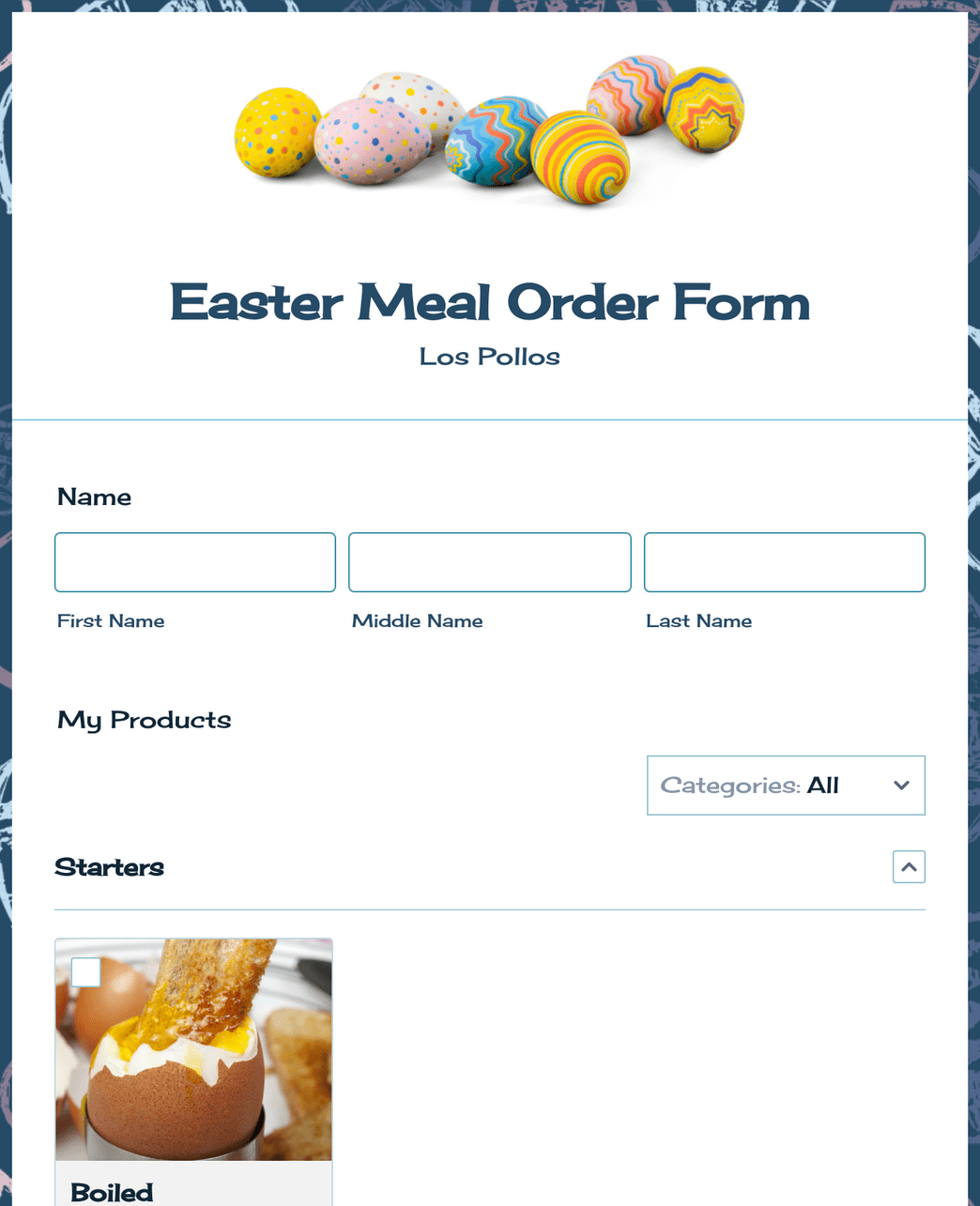 Easter Meal Order Form Template | Jotform