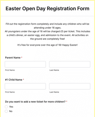 Easter Open Day Registration Form Template | Jotform