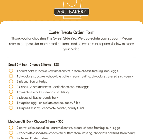 Easter Treats Order Form Template | Jotform