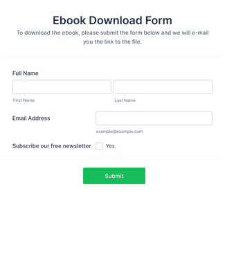 Ebook Download Form Template | Jotform