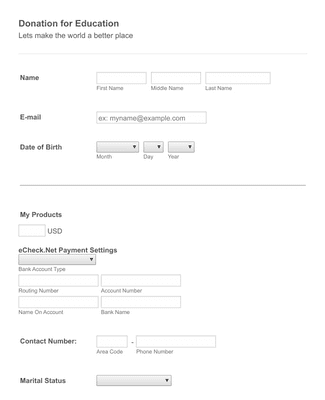 Donate for Education using E.Check.Net Form Template | Jotform
