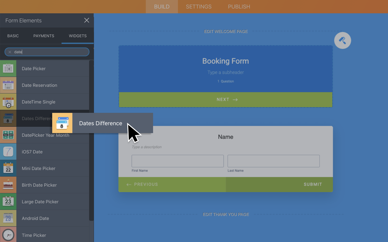 Dates Difference Form Widgets Jotform