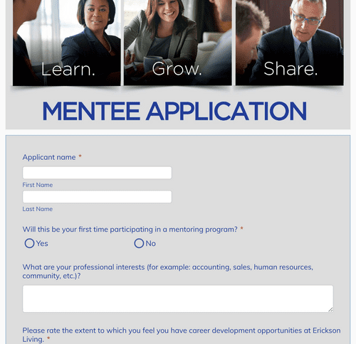 Editable Mentee Application Form Template | Jotform