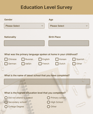 Education Level Survey Form Template | Jotform