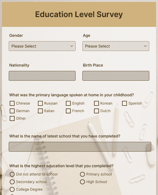 Education Level Survey Form Template | Jotform