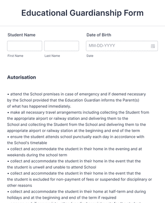 Educational Guardianship Form Template | Jotform