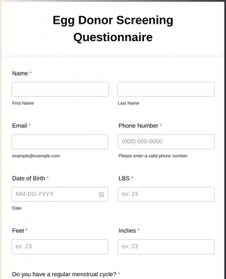 Egg Donor Screening Questionnaire Form Template | Jotform