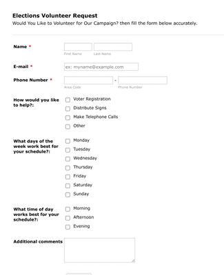 Elections Volunteer Request Form Template | Jotform
