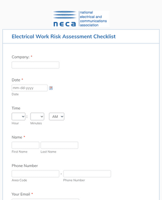 Electrical Work Risk Assessment Checklist Form Template | Jotform