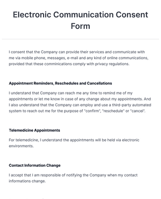 Electronic Communication Consent Form Template | Jotform