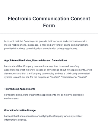 Electronic Communication Consent Form Template | Jotform