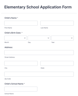 Elementary School Application Form Template | Jotform